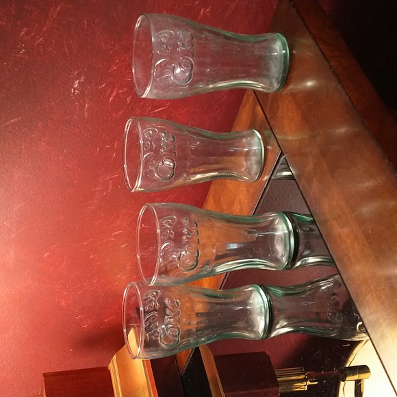 Coca Cola | Kitchen | Vintage Green Glass Cocacola Glasses Set Of 4 ...